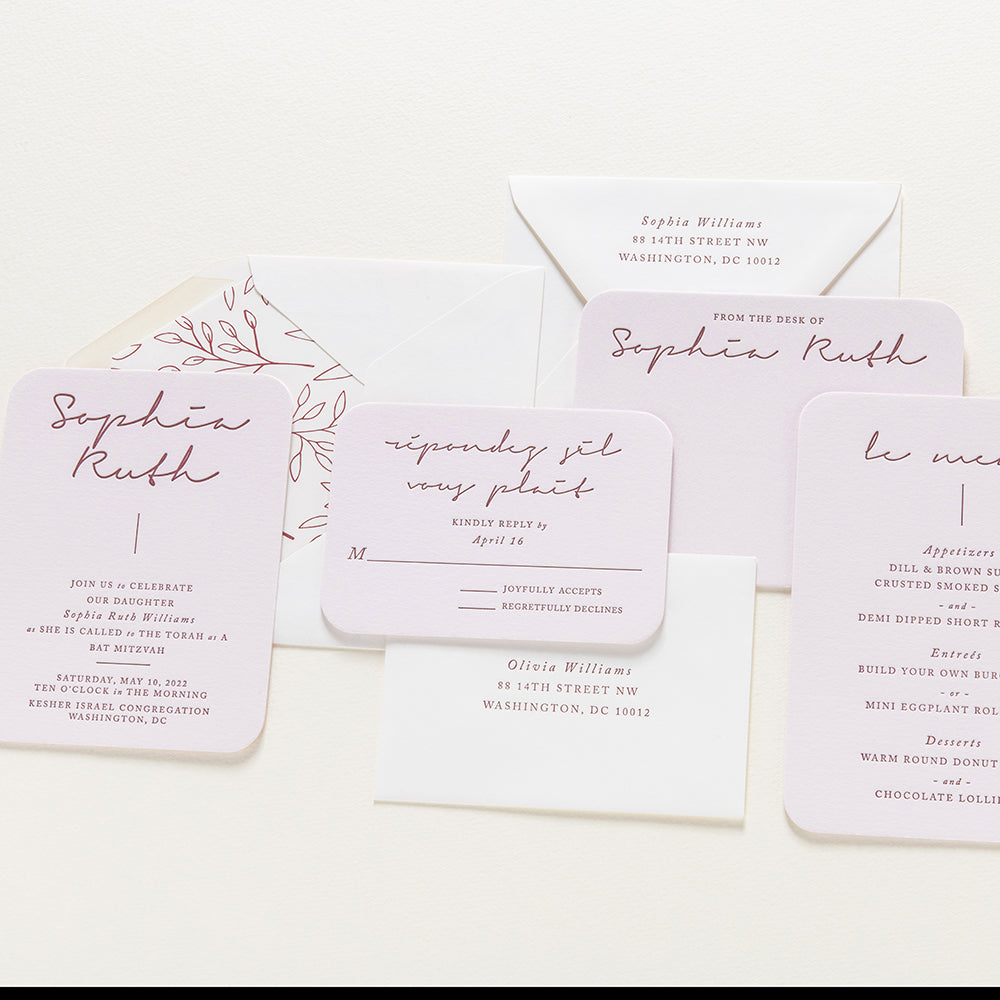 Sophia Bat Mitzvah Invitation | Custom Bat Mitzvah Invitations – Biba ...